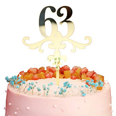 Acrylic Cake Topper, Mirror Gold Number 63 Cake Topper, Ideal for 63th ...