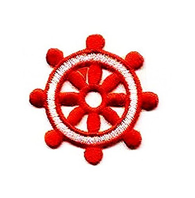 Red Nautical Ships Wheel Embroidered Iron on Patch - Warehousesoverstock