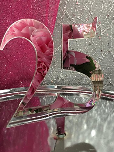 Large Mirror Number 25th Birthday Wedding Anniversary Number Cake ...