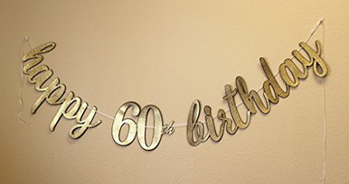 All About Details Happy 60th Birthday Cursive Banner (Black & Gold ...