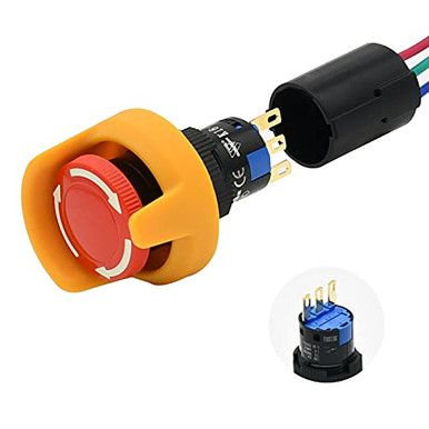 16mm Emergency Stop Button Switch Latching Red Mushroom Cap Toggle Switch E-Stop Button 1NO1NC ...