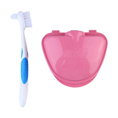 HEALLILY Denture Case Dentures Box with Denture Brush Retainer Case ...