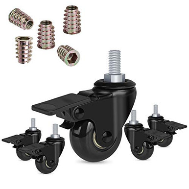 Hirate 2" Swivel Stem Casters with Locking Brake Threaded 3/8"-16UNC ...