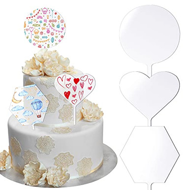 9 Pieces Clear Acrylic Cake Toppers Blank DIY Birthday Cake Toppers ...