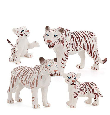 Rich Boxer White Tiger Figurine, Realistic Plastic Wild White Tiger ...