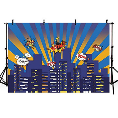 COMOPHOTO Kid Superhero Photography Backdrop Children Cartoon City ...