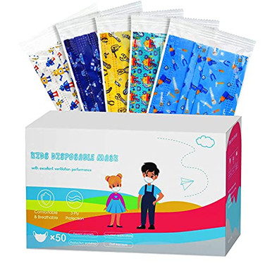 Kids 3 Ply Disposable Face Masks, Hyegiir 50 Assorted Wacky Tools ...