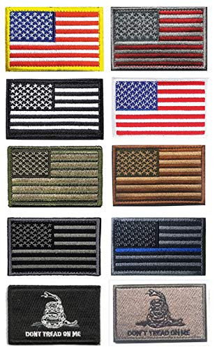 Iron on American Flag Patch Set, Antrix 10 Pack Iron on Sew on Tactical ...