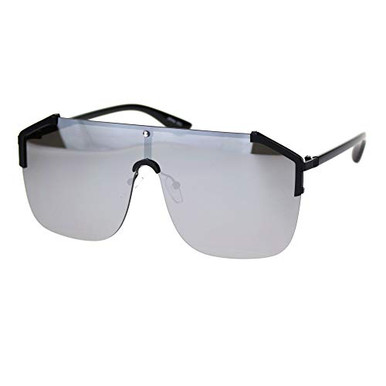 Hip Hop Rimless Oversize Robotic Shield Baller Sunglasses Black Silver ...