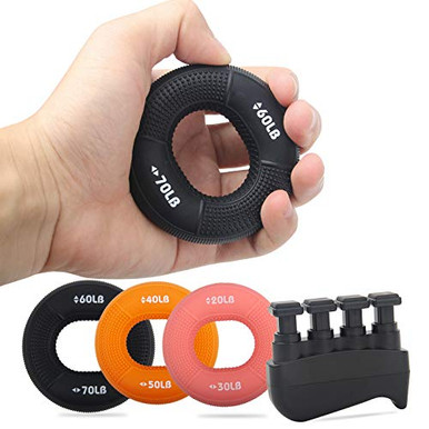 Hand Grip Strengthener Kit- 4 Pack-, Adjustable Resistance Finger ...
