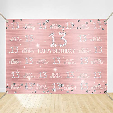 Felizotos Sweet 13 Birthday Backdrop Happy 13th Birthday Pink Girl ...