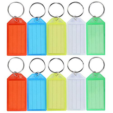 30 Pcs Keychain Tags Key Tags Assorted Color ID Label Tags Luggage Tags ...
