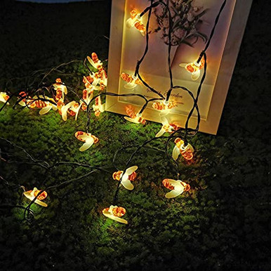 Solar Powered Bee String Lights 30 LEDs Cute Honeybee Light 21ft Solar ...