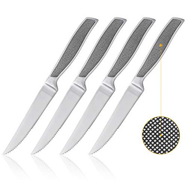 Matte Black Solid Handle Steak Knives Ultra-Sharp Stainless Steel ...