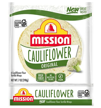 Mission Gluten Free Cauliflower Soft Taco Tortillas, High Fiber, 6 ...