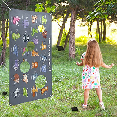 ABC Alphabet Toss Games Banner with 6 Bean Bags Outdoor Yard Activity ...