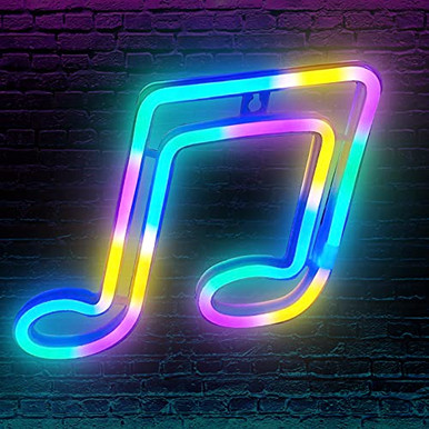 Music Note LED Neon Light Signs, Musical Note Shaped Neon Signs Wall ...