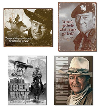 Bundle: Retro Tin John Wayne Sign Set - John Wayne Courage, John Wayne ...