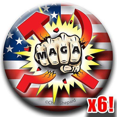6-Pack SMASH COMMUNISM MAGA FIST BUTTONs Anti-Communist Trump Rally ...