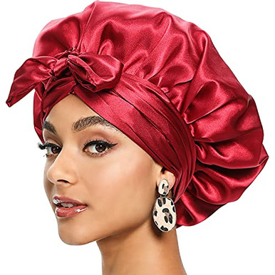 Satin Bonnet for Women, Silk Bonnet for Curly Hair Sleeping, African ...