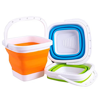 3 Pack Foldable Buckets Collapsible Silicone Beach Buckets Sand Buckets ...