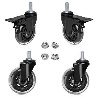 Hirate 4 Pack Threaded Stem Casters 3/8"-16UNC-2 with Dual Brake and 2 ...