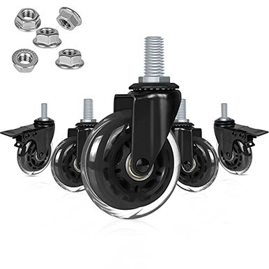 Hirate 5 Pack Threaded Stem Casters 3/8"-16UNC with Flange Nuts, 3 ...