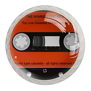 Round Door Cabinets Knobs-4-Pack-,Audio Type Cassette Orange,Modern ...