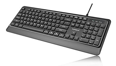 YUMQUA Wired Computer Keyboard, 104 Keys and 5FT USB Cable, Office Slim ...