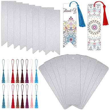 16 Pieces Sublimation Blank Bookmark Metal Bookmarks Tassels Heat ...