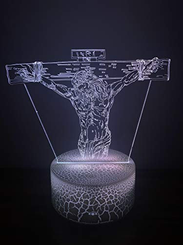 3D LED Night Light San Judas Jesus Malverde Jesus Christ Cracked Base 7 ...