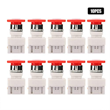 Bruryan Self-Locking Button Switch 10Pcs Self-Locking Emergency Stop ...