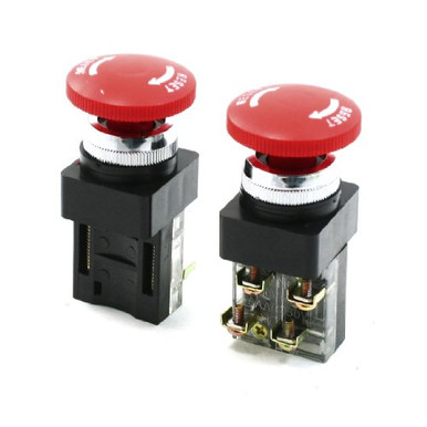 AC 250V 6A 1NO 1NC DPST Momentary Red Mushroom Head Push Button Switch ...