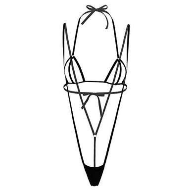 YiZYiF Womens 2 Piece Slingshot Lingerie Set Mini Micro V-String Thong ...