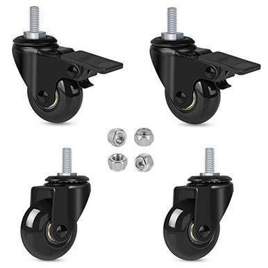 Hirate 2" Caster Wheel with 5/16" Threaded Stem-2 Casters with Brake ...
