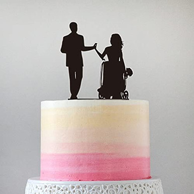 Wheelchair Bride In Wheelchair Silhouette Acrylic Wedding Cake Toppers ...