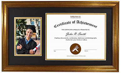 Golden State Art, 11x19.5 Diploma Frame for 8.5x11 Certificate and 5x7 ...