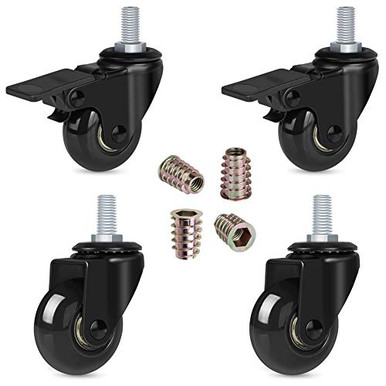 Hirate 2" Caster Wheel with 3/8"-16UNC Threaded Stem-2 Casters with ...