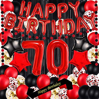 Red 70TH Birthday Party Decorations Supplies Red theme 16inch Red Foil ...