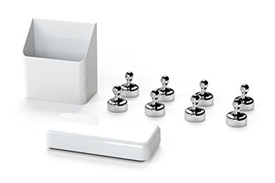 GlasMag Silver Magnetic Accessory Kit for Glass Whiteboards: 8 Chrome ...