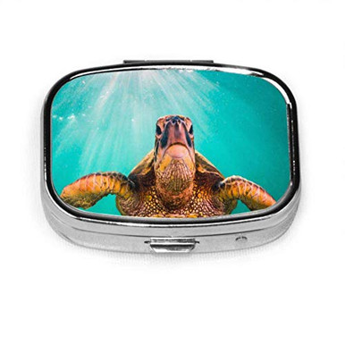 Hawaiian Green Sea Turtle Cruising in The Warm Wat Pill Box Small Pill ...