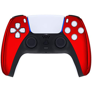 eXtremeRate Chrome Red Glossy Front Housing Shell for PS5 Controller ...