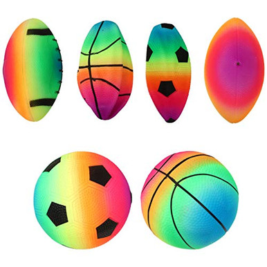 BESPORTBLE 6pcs Kids Inflatable Balls Sports Rainbow Balls Kickball ...
