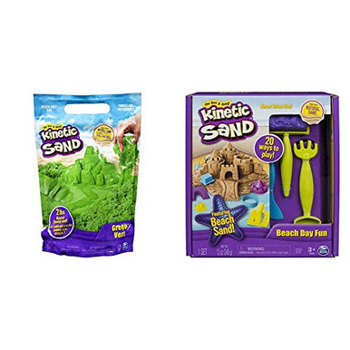 Kinetic Sand The Original Moldable Sensory Play Sand, Green, 2 Pounds ...