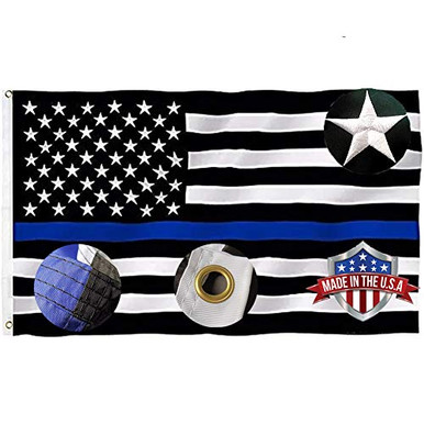 Embroidery Stars Thin Blue Line Police American Flag 3x5 ft- UV Fade ...