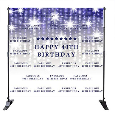 Mehofoto Happy 40th Birthday Backdrop Blue Light Spot and Repeat ...