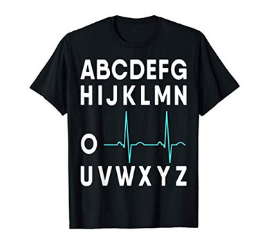 EKG Alphabet Heartbeat Line Doctor Cardiology Gift Nurse ECG T-Shirt ...