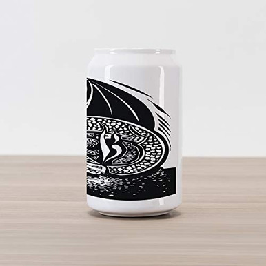 Ambesonne Dragon Cola Can Shape Piggy Bank, Shadded Skin Dragon Curled ...