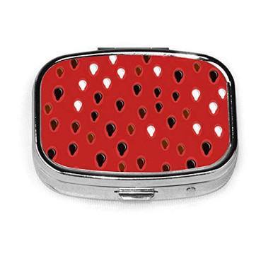 Watermelon with Seeds Red Pill Box Square Metal Pill Case Two ...