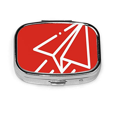 Paper Airplane Red Minimalism Pill Box Square Metal Pill Case Two ...